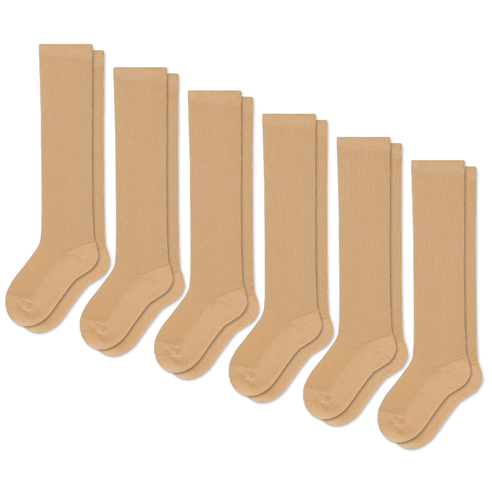 Extra Wide Socks - Tan 6-Pack | Viasox